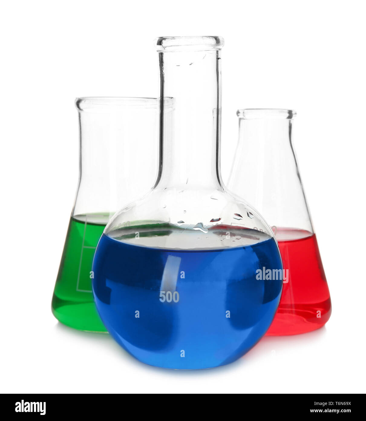Test flasks with color samples on white background Stock Photo - Alamy