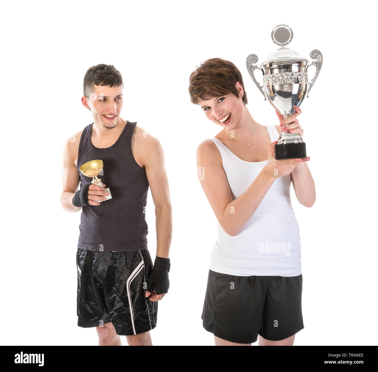 White Runner Holding Trophy