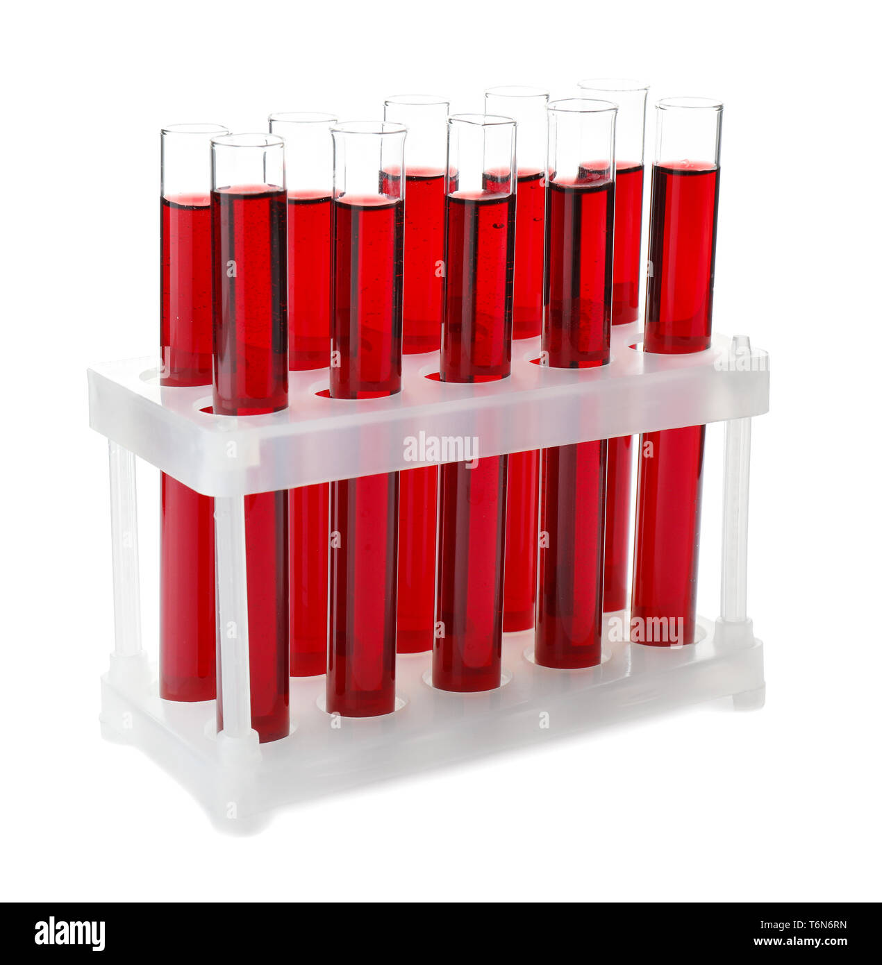 Test tubes with blood samples in holder on white background Stock Photo ...
