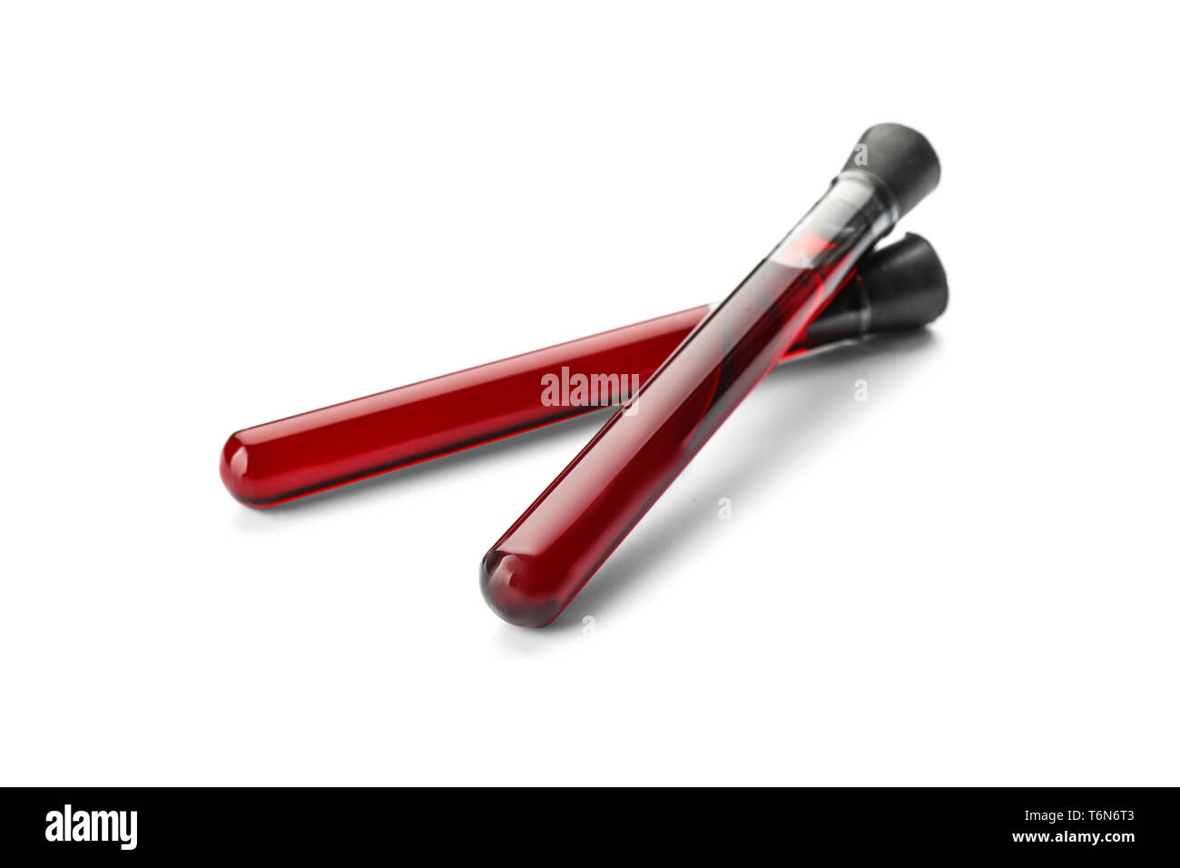 Test tubes with blood samples on white background Stock Photo - Alamy