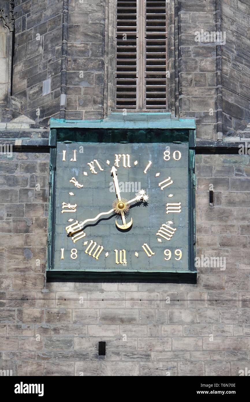 Clock at the Red Tower, Halle Saale Stock Photo - Alamy
