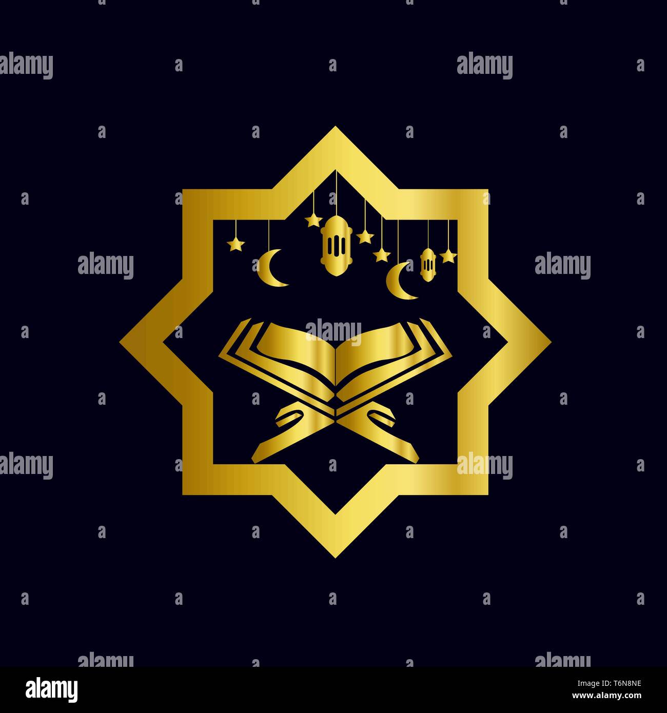 Quran light star lantern and mosque in window arabic Stock Vector Image ...