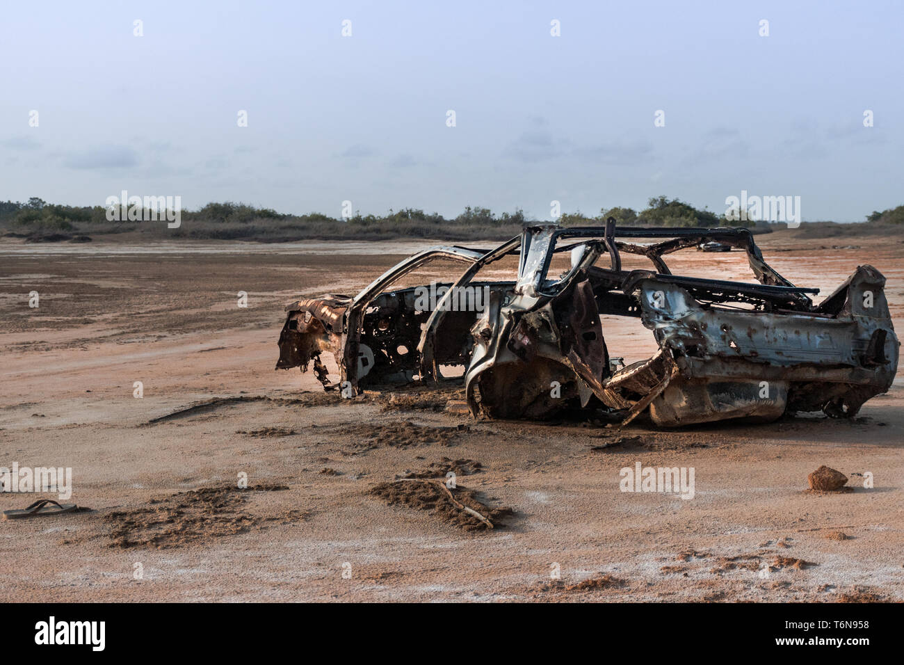 Bengo Province in Angola. Abandoned cars at the road. Africa in hands ...