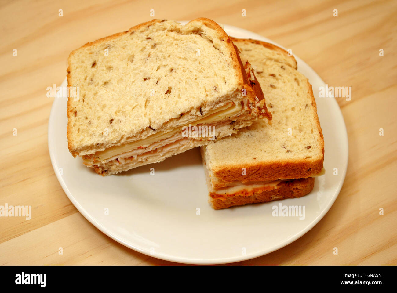 Turkey & Cheese on Rye Bread Stock Photo - Alamy