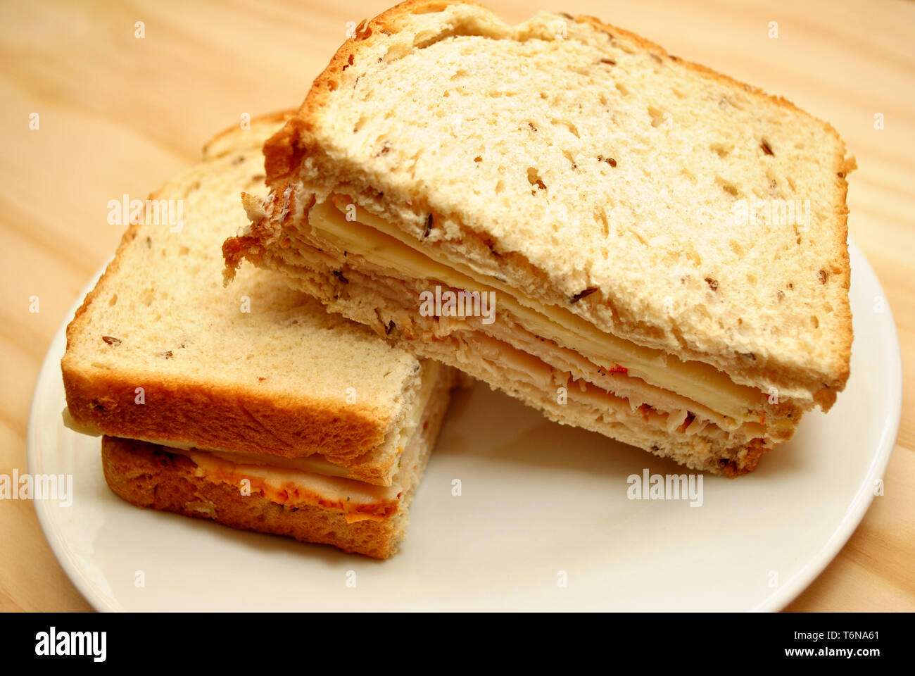 Turkey & Cheese on Rye Bread Stock Photo - Alamy