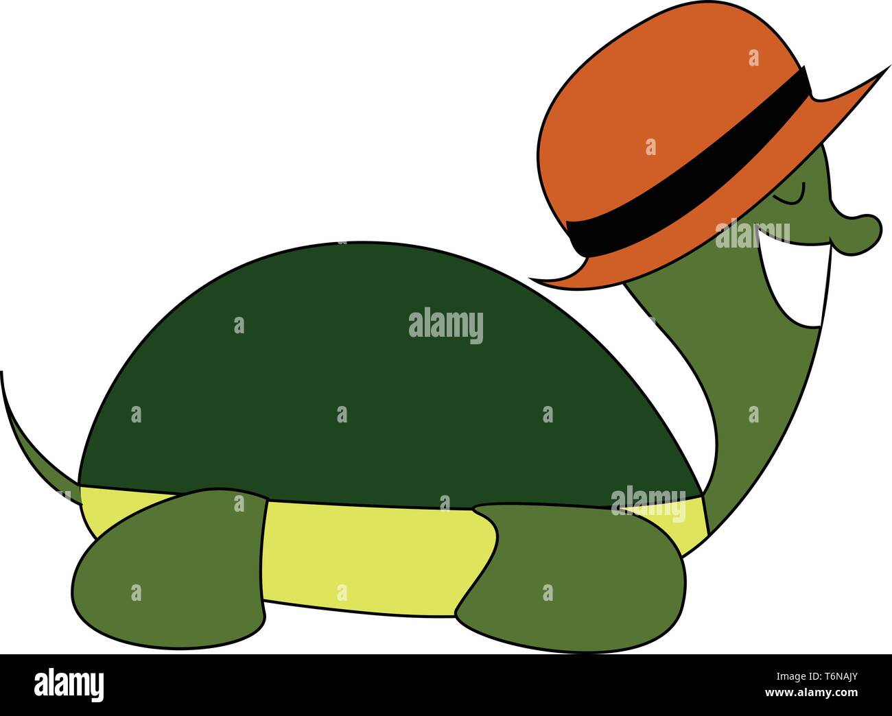A cool turtle with a large orange hat and a smiling face vector color ...