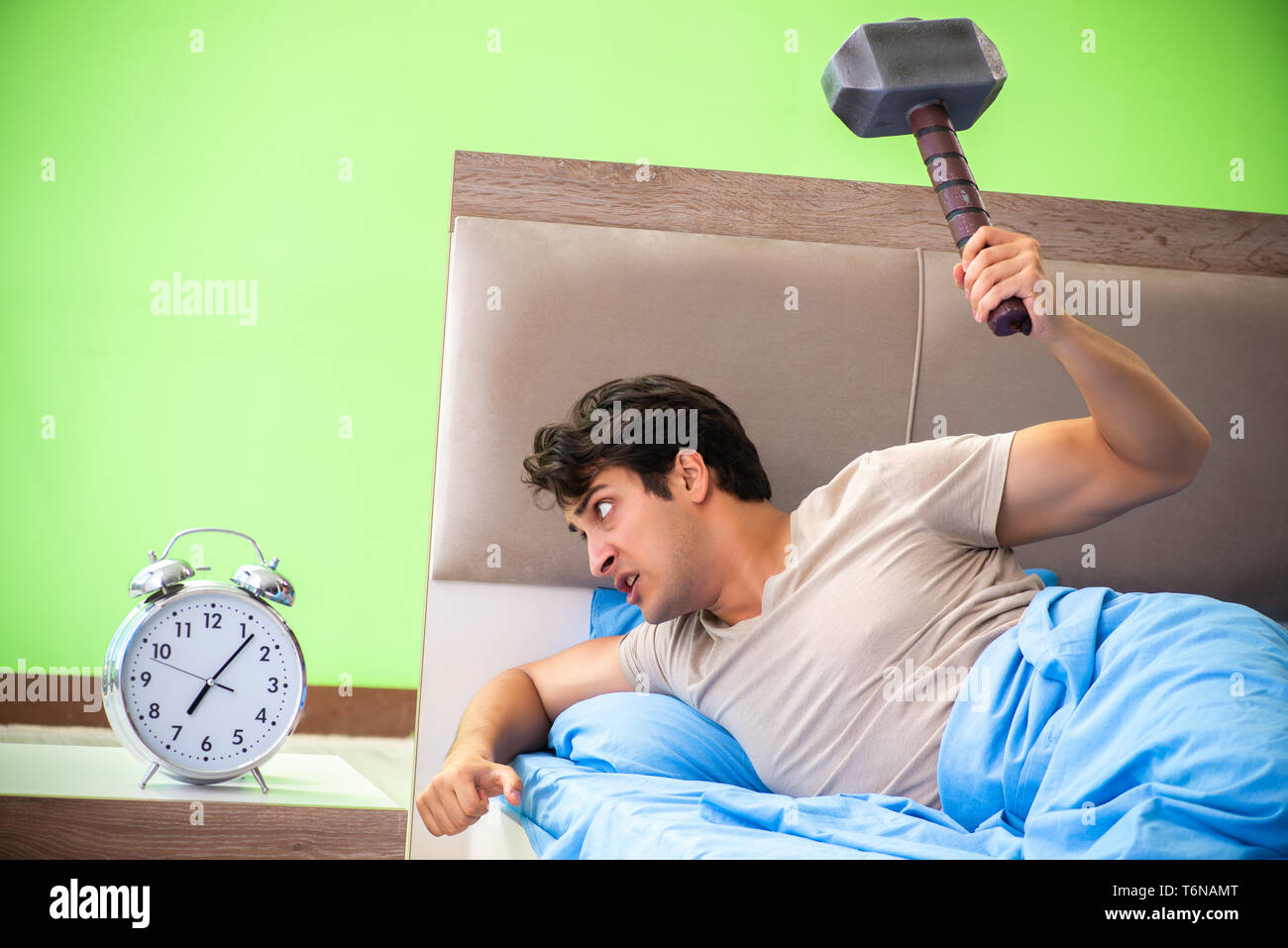 The man having trouble with his sleep Stock Photo - Alamy