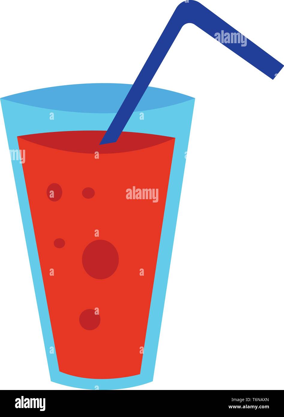 Juice in blue container with a straw vector color drawing or ...