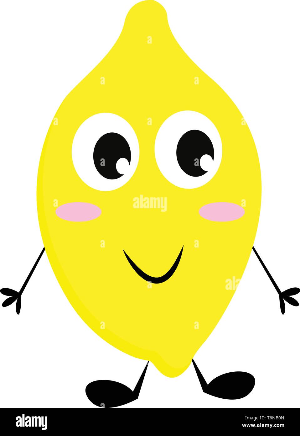A cartoon of a lemon with a smiling face vector color drawing or ...