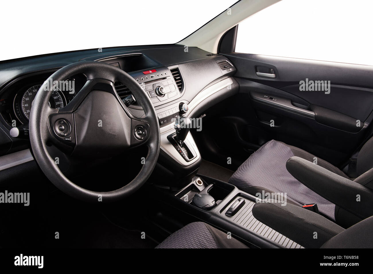 Modern car black interior isolated on white background Stock Photo - Alamy