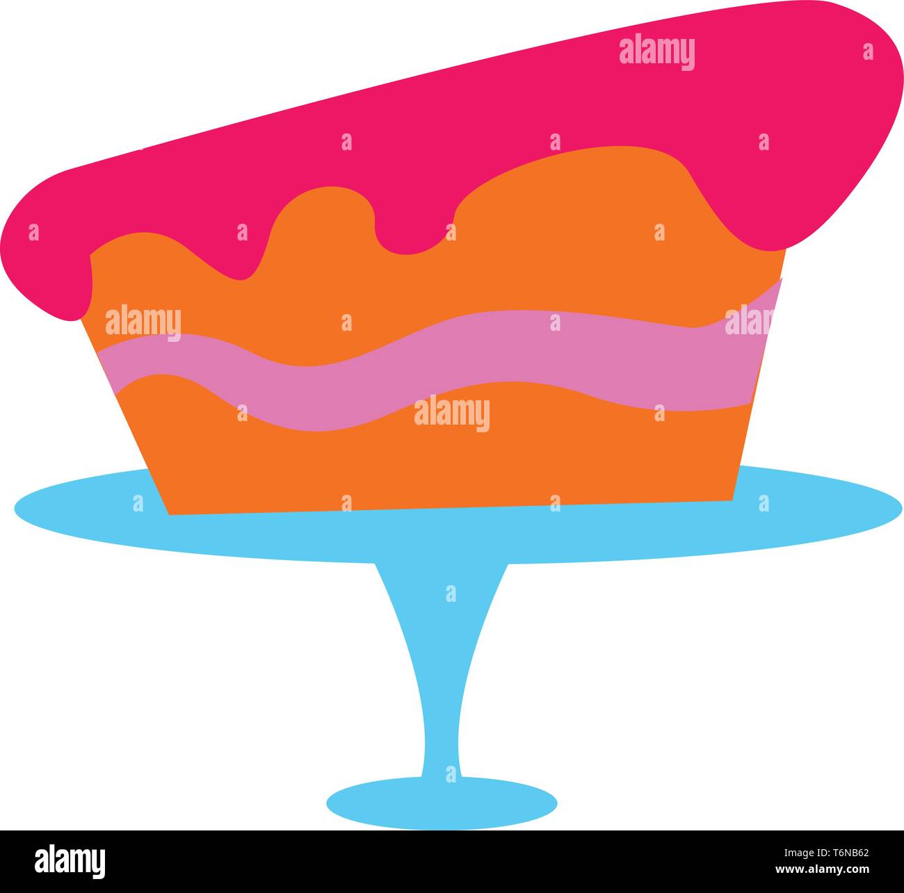 A little pink cake with pink cream on it vector color drawing or ...