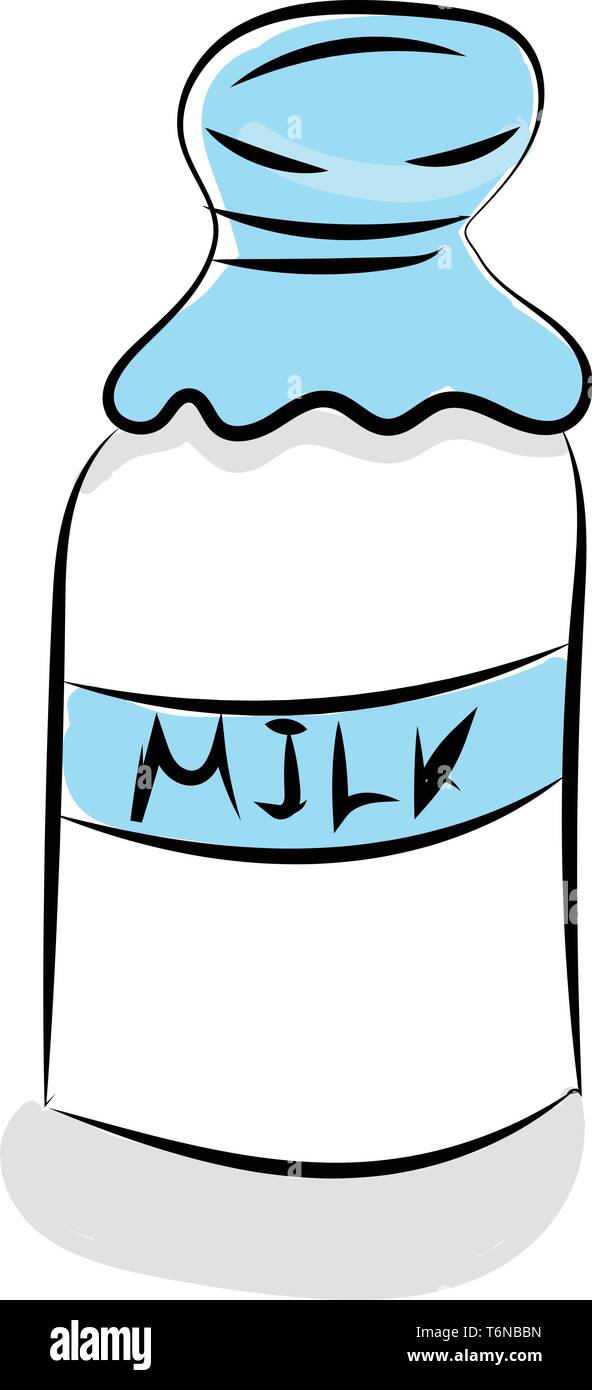 A bottle of milk in a closed container with a blue color lid vector ...