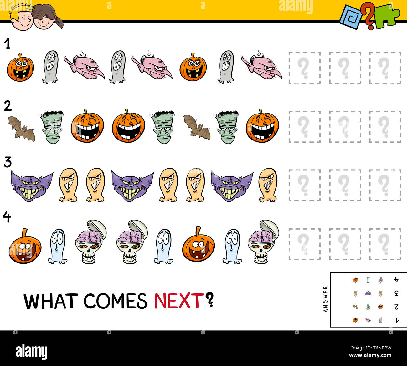 pattern educational game with Halloween characters Stock Photo - Alamy