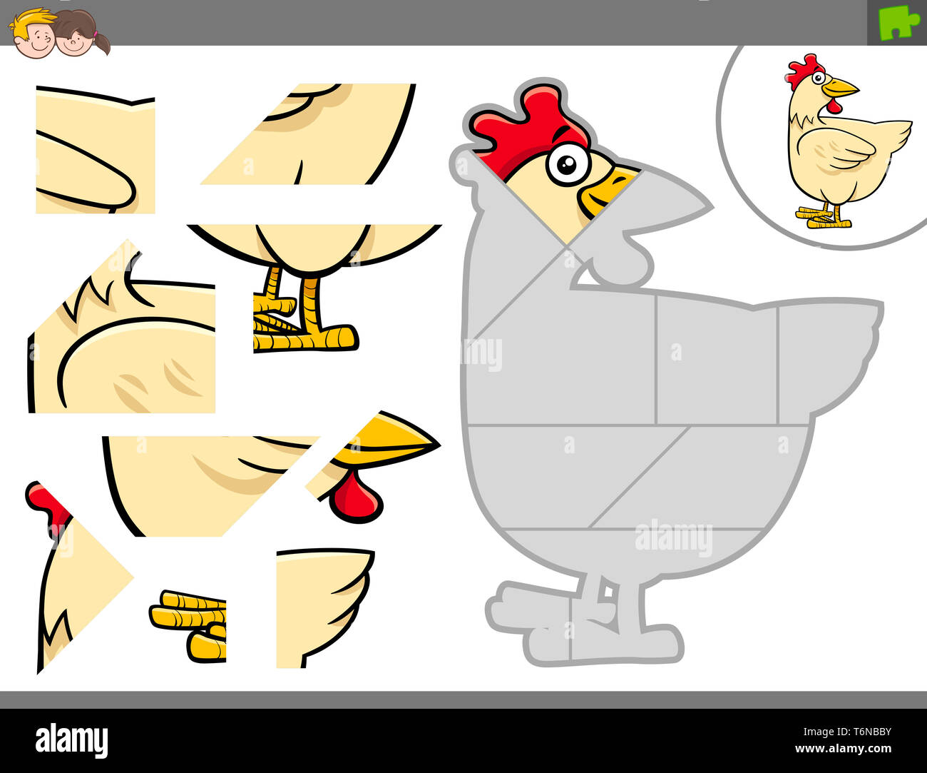 jigsaw puzzle game with chicken farm bird animal Stock Photo - Alamy