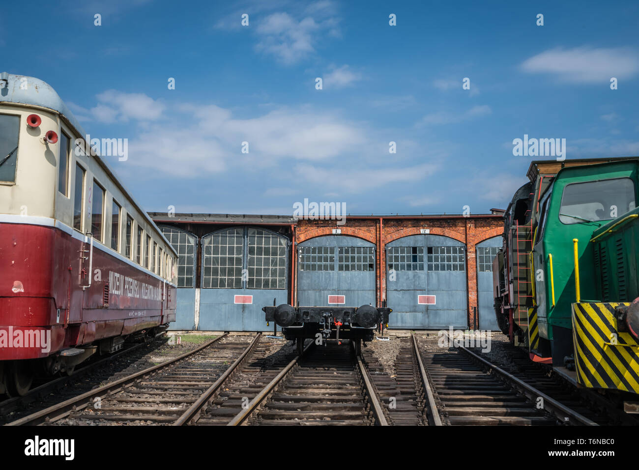 Old trains in the transport museum Stock Photo - Alamy