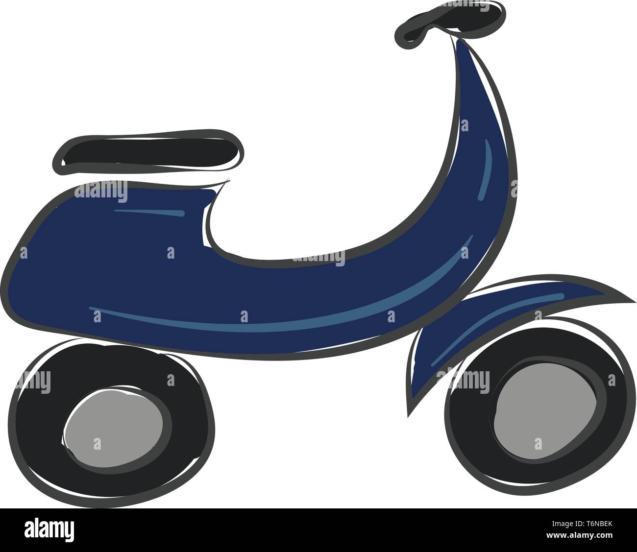 A motorcycle in blue color with a single seater vector color drawing or ...