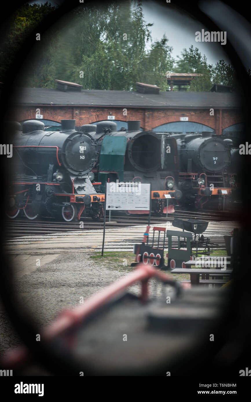 Carriage window view of the steam locomotives Stock Photo - Alamy