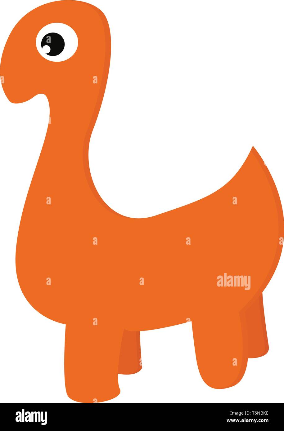 A cartoon of orange dinosaur without any other color vector color ...