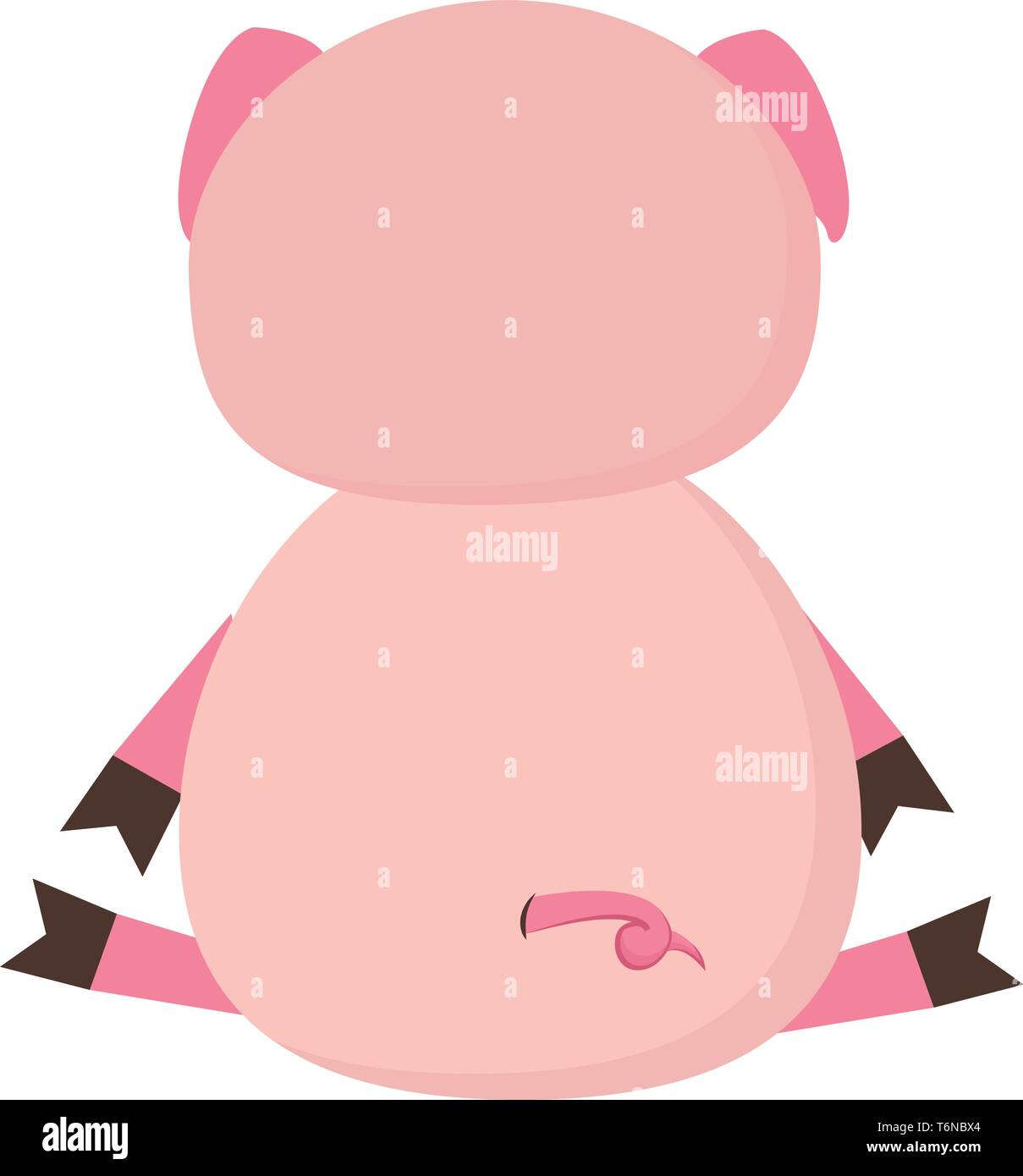 A beautiful pink pig from backside vector color drawing or illustration ...