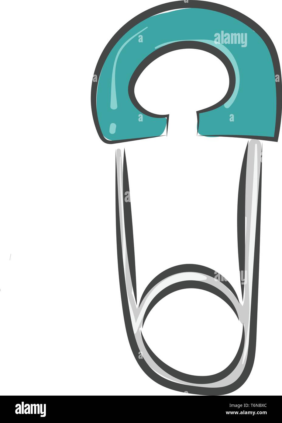 A long safety pin in blue color vector color drawing or illustration ...