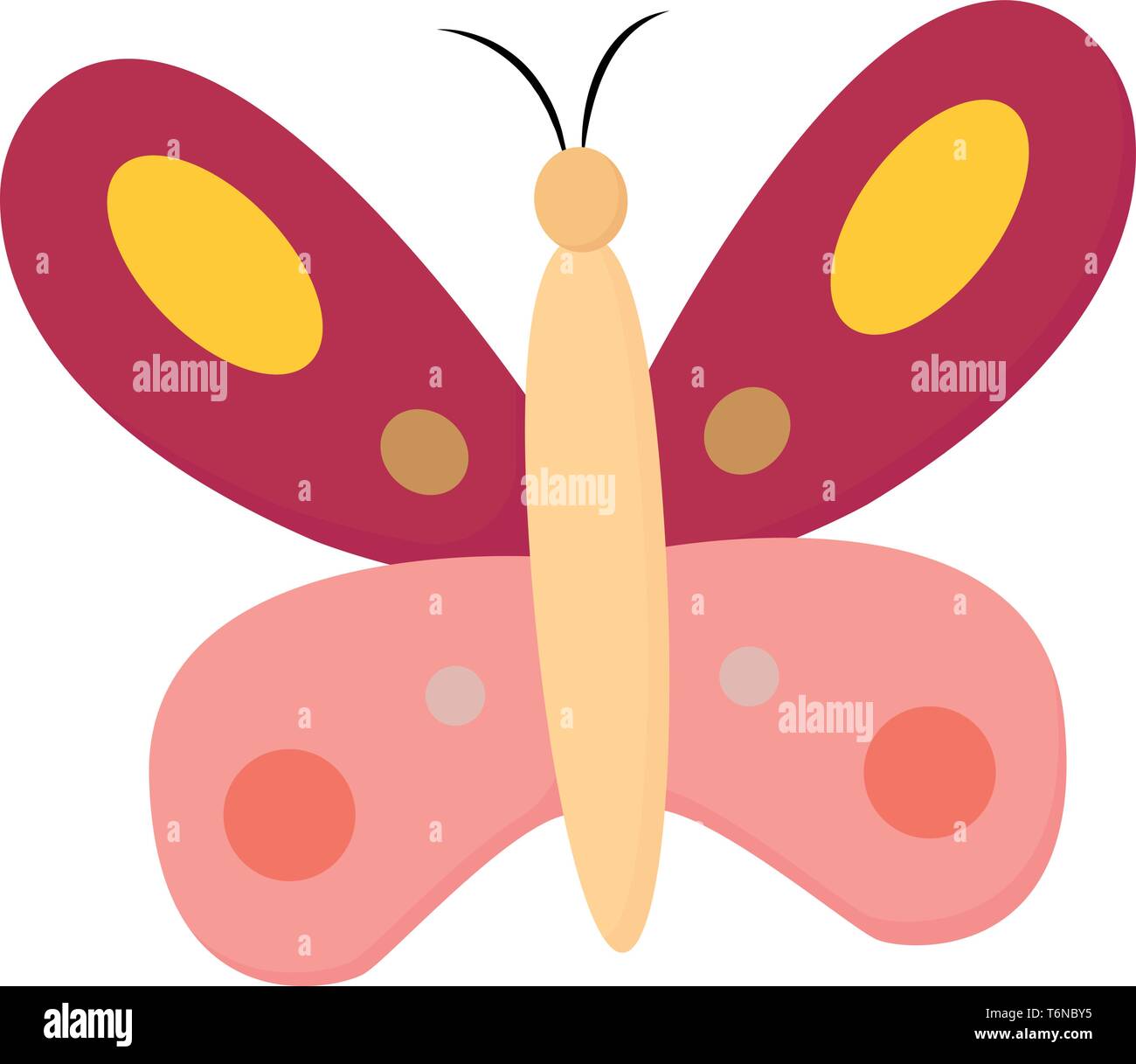 A small cute butterfly in pink color with spots on it vector color ...