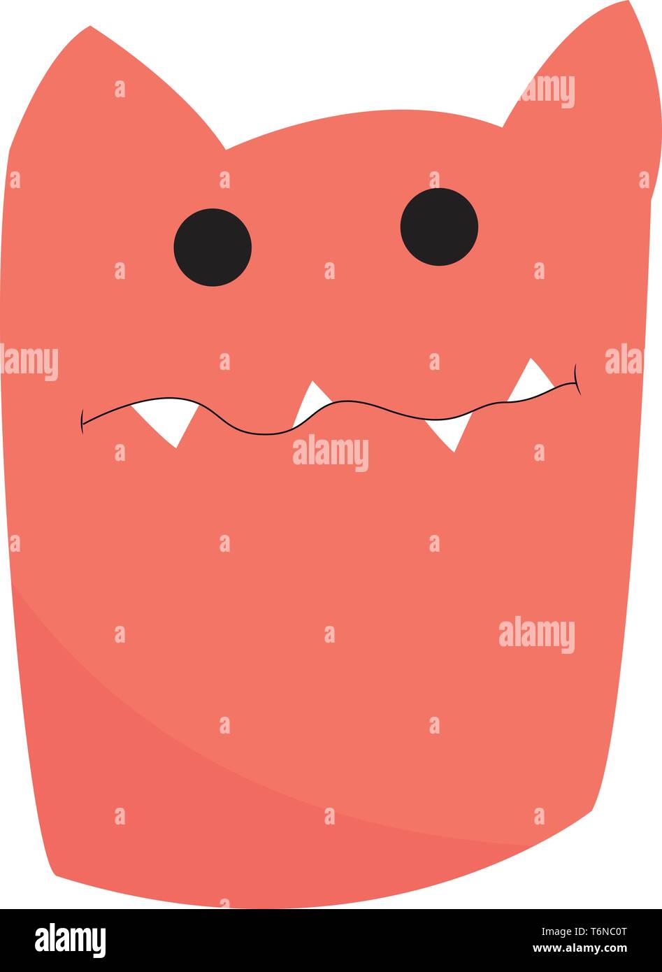 An ugly dump pink monster with sharp teeth vector color drawing or ...