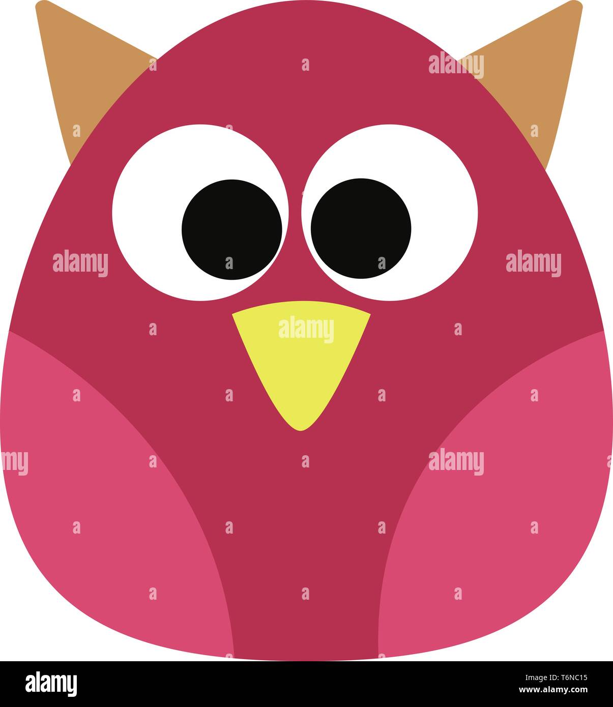 A beautiful pink owl with a tiny yellow beak vector color drawing or ...