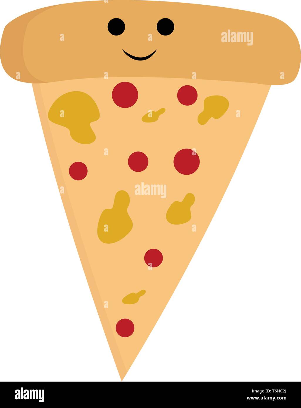A happy piece of yellow pizza vector color drawing or illustration ...