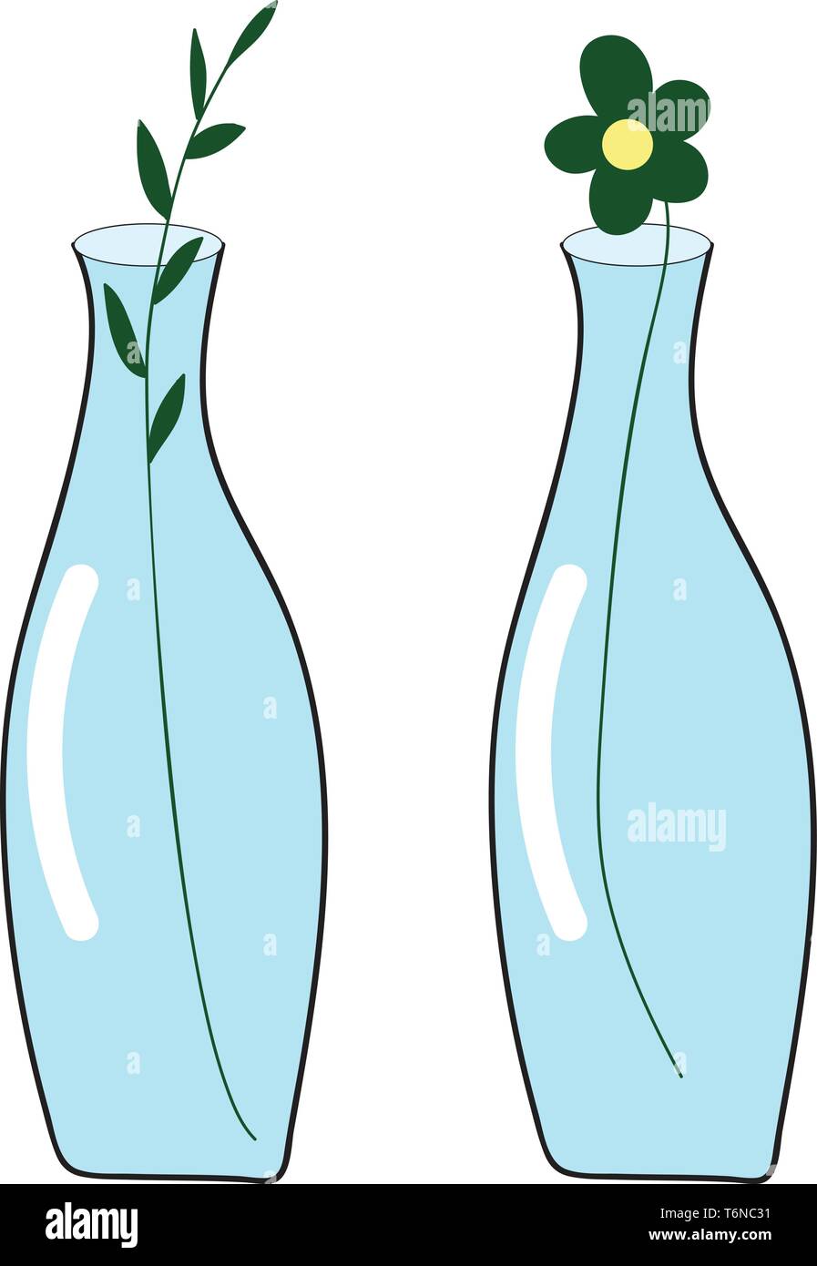 A pair of bottles with plants growing In it vector color drawing or ...