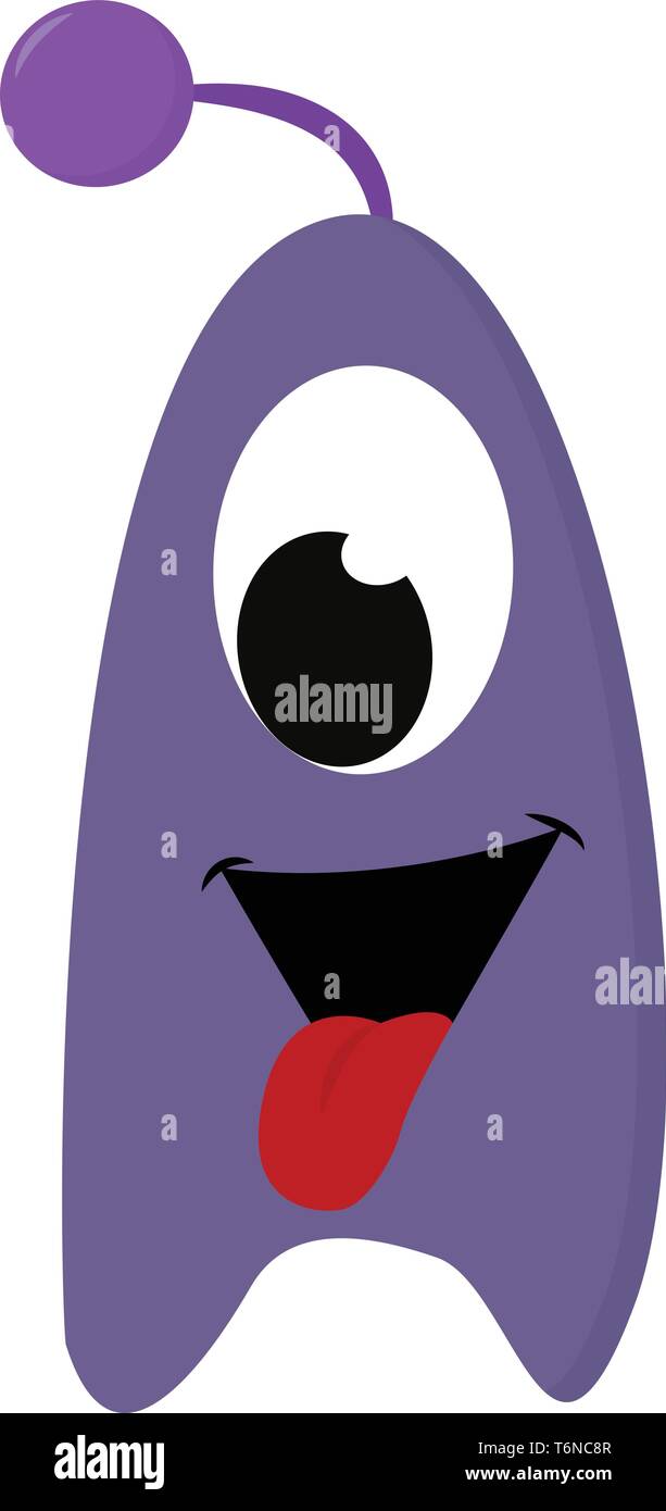 An ugly purple monster with a single large eye and a horn vector color ...