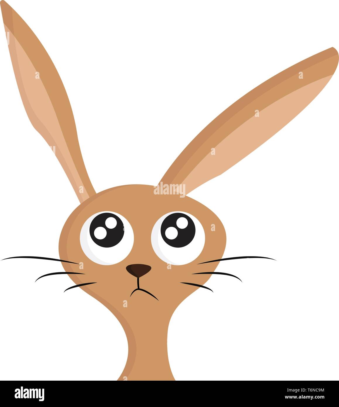 A brown cute rabbit with a pair of long ears vector color drawing or ...