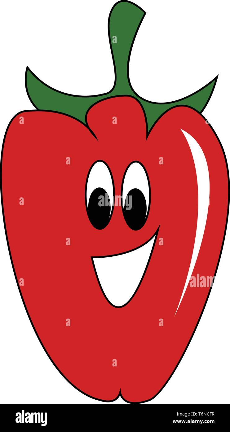 A smiling happy red pepper vector color drawing or illustration Stock ...