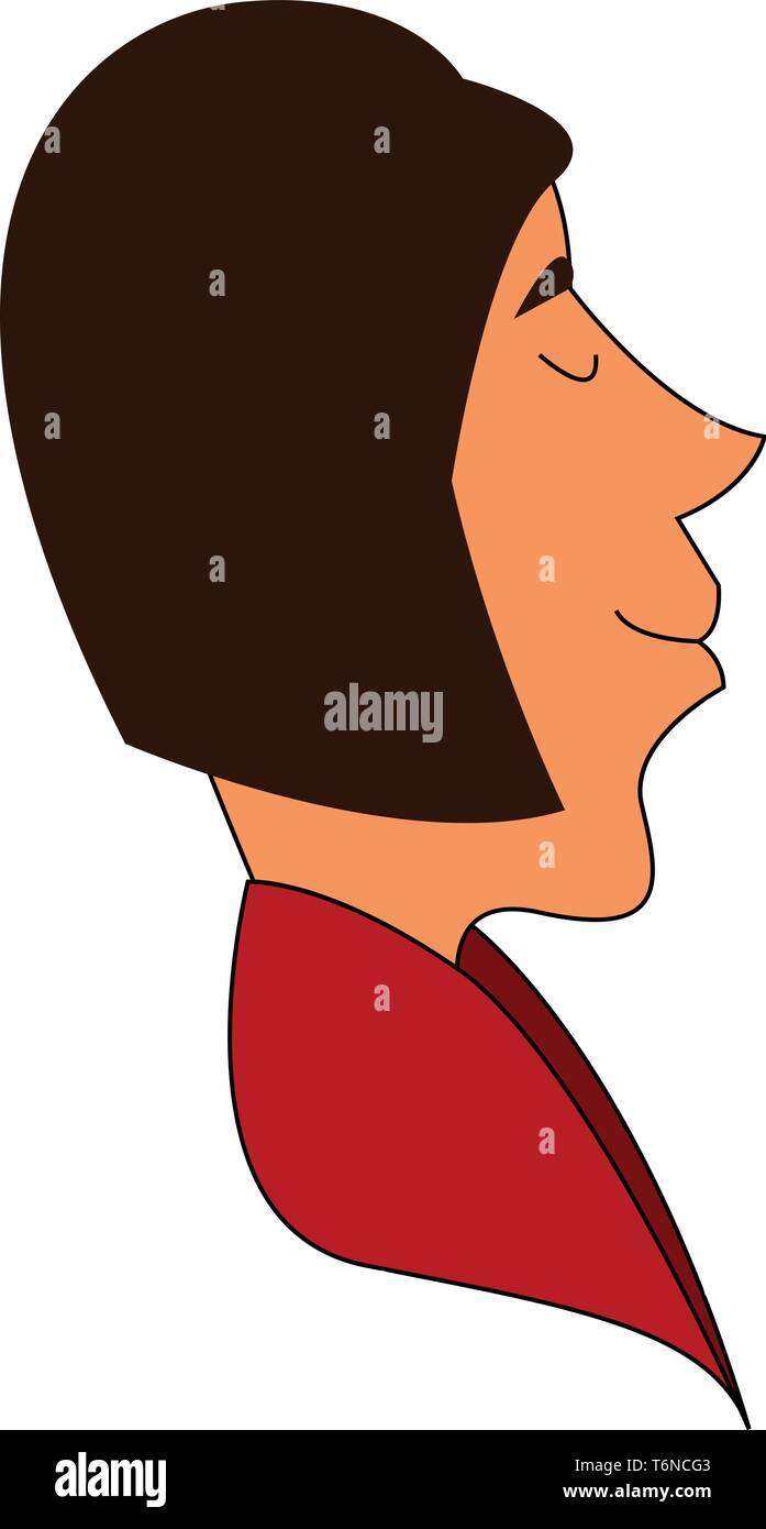 A Man With Long Black Hair Wearing Red Scarf Vector Color Drawing Or