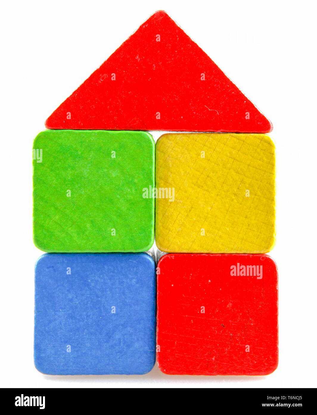 Wooden building blocks isolated on white background Stock Photo - Alamy
