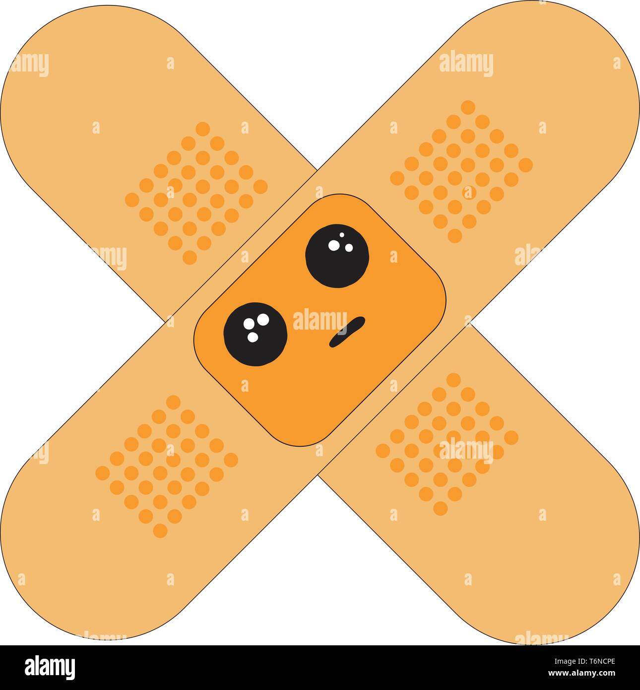 An orange color plaster looking sad vector color drawing or ...