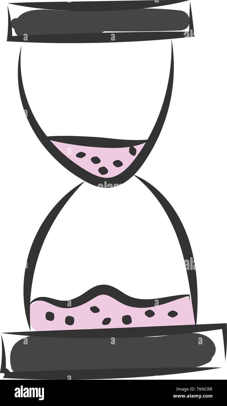 A sand clock made of glass and violet sand vector color drawing or ...