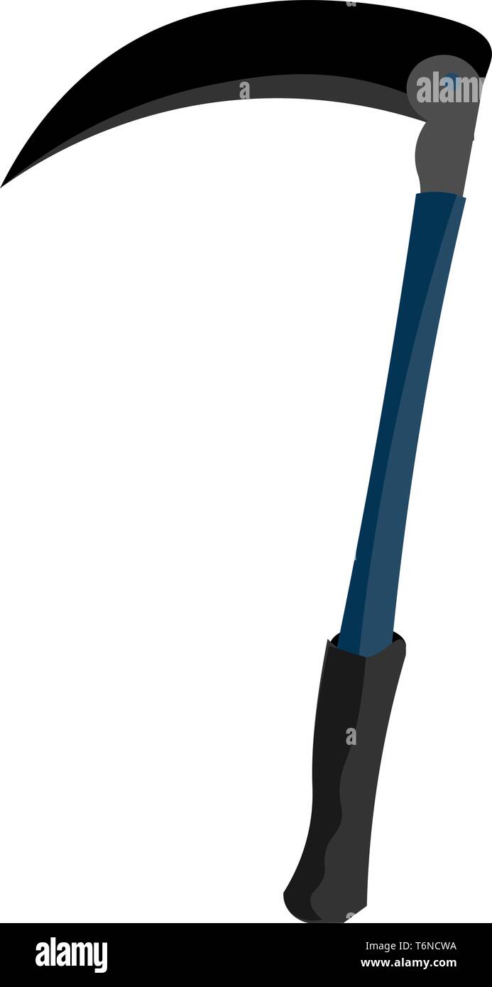 A sharp scythe with blue and black handle vector color drawing or ...