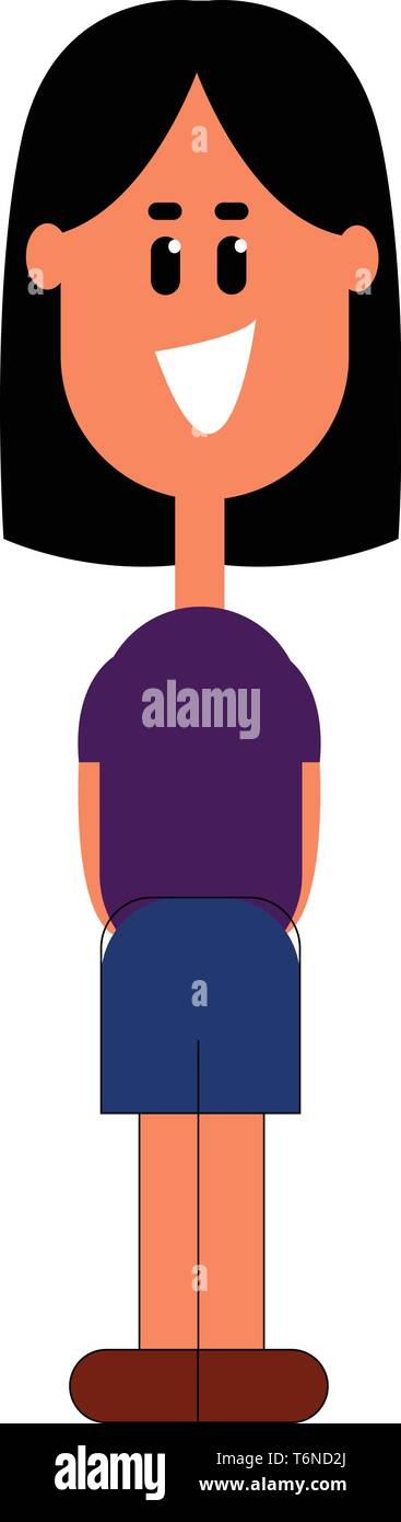 A tall cute school girl with a wide smile on her face vector color ...