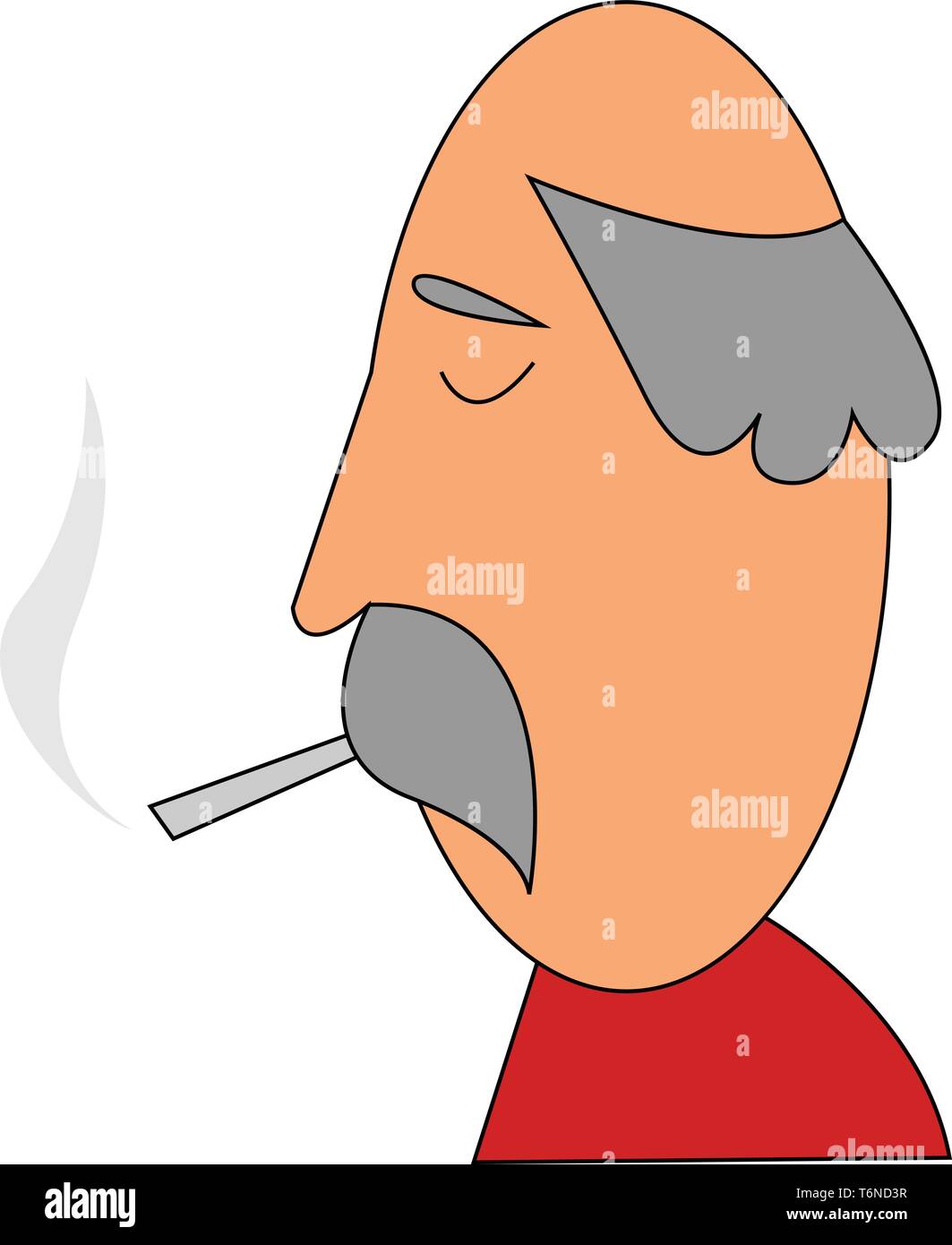An Oldman with white hair who is smoking vector color drawing or ...