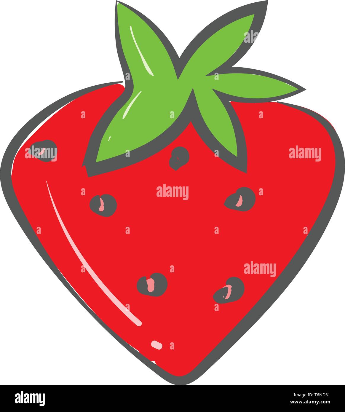A strawberry brooch in bright red and green color vector color drawing ...