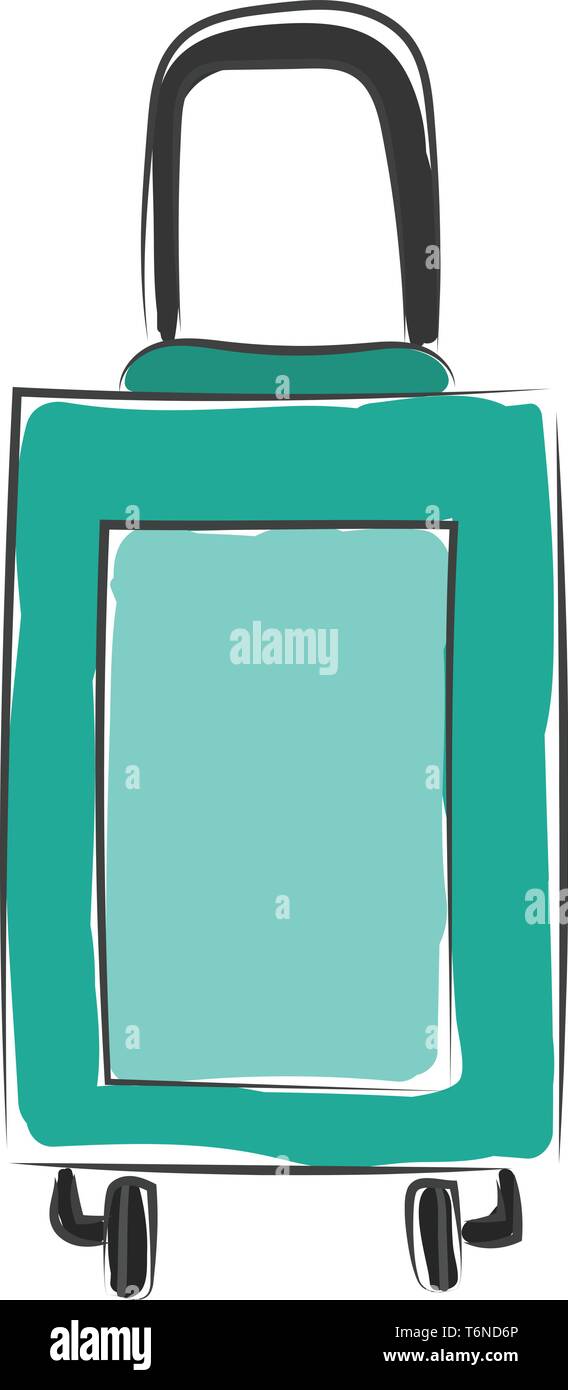 A big suitcase in green color with a short handle to carry it vector ...