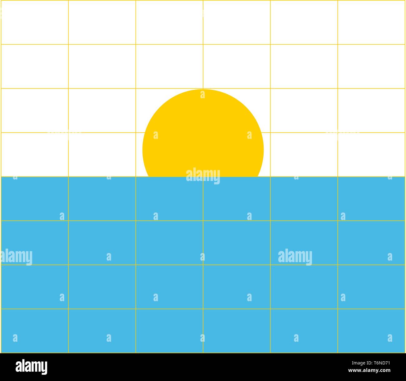 A background of rising sun across the ocean vector color drawing or ...