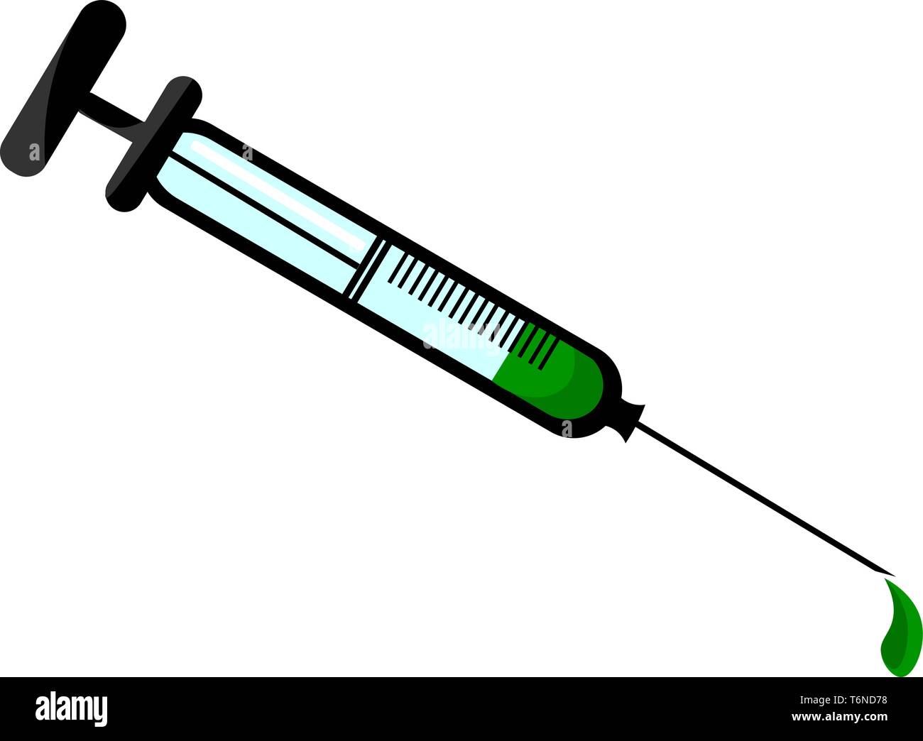 A syringe with green color medicine on it vector color drawing or ...
