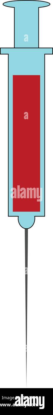 A syringe with blood with a very sharp needle in it vector color ...