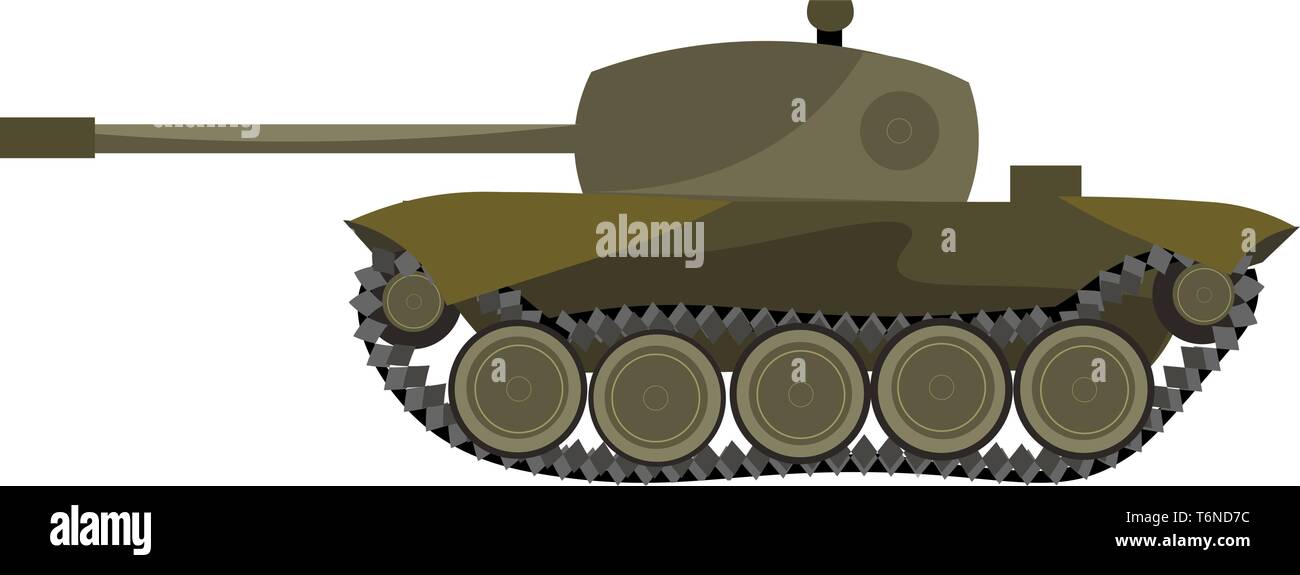 A heavy tank in green color ready to fight vector color drawing or ...