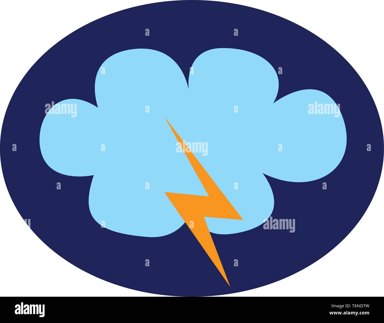 A heavy thunderstorm with lighting and thunder vector color drawing or ...