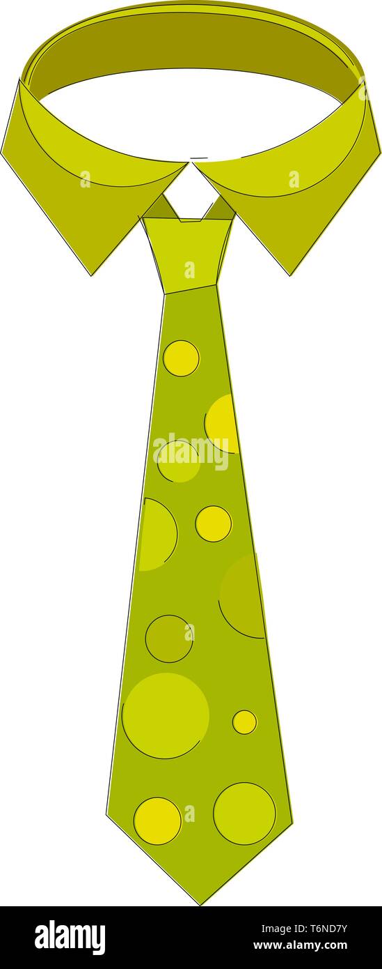 A cool tie in green color with designs on it vector color drawing or ...