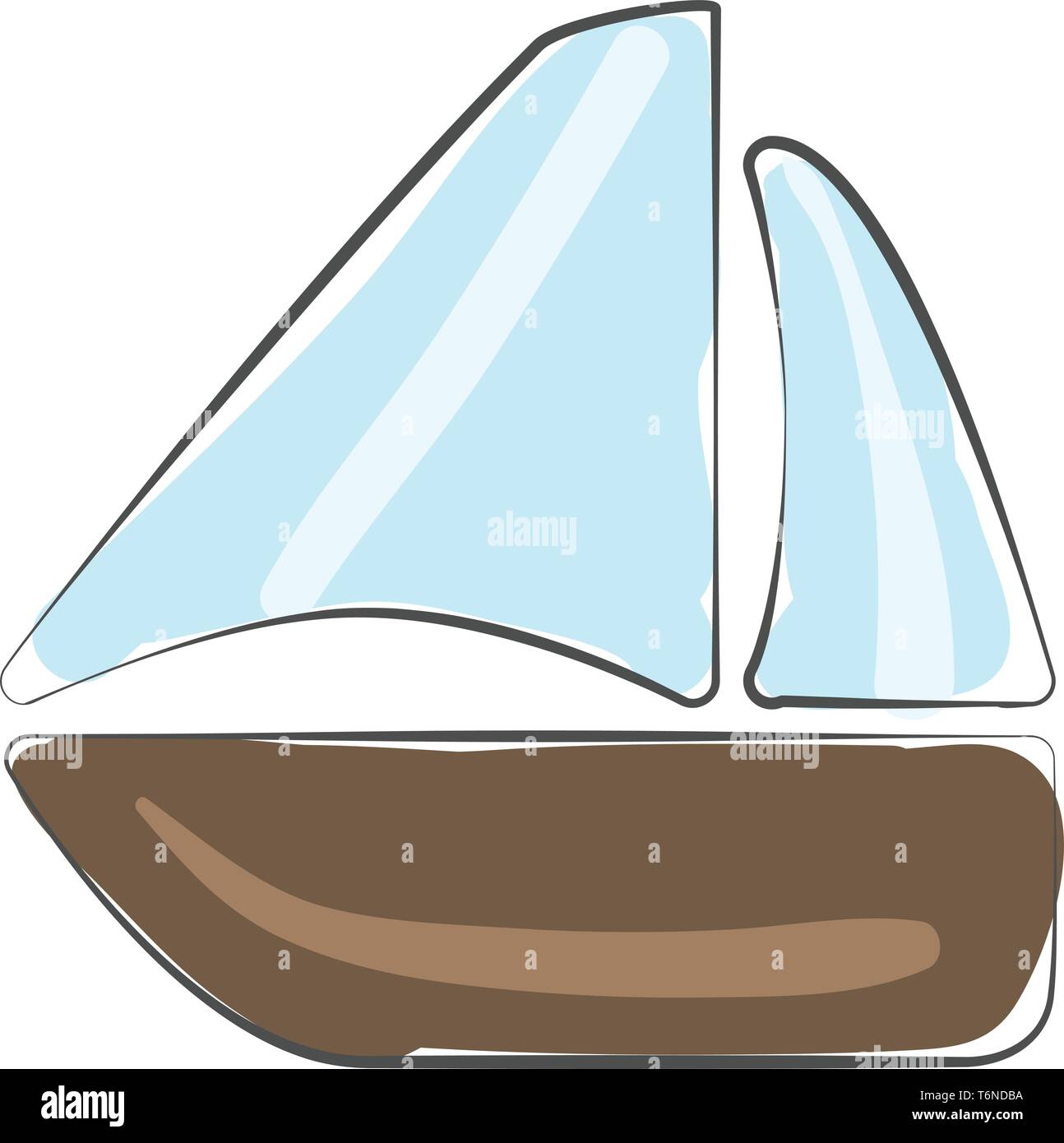 Clipart of a boat with the stem and hull in brown color jib and ...