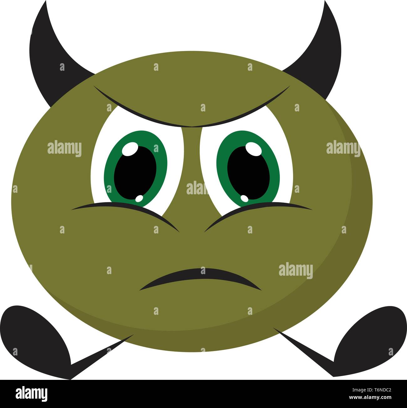 Painting of a green monster with a circular face two triangle-like ...