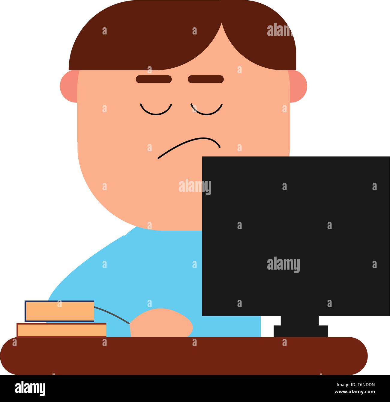 Clipart of an officer in a blue-colored t-shirt with his eyes closed ...